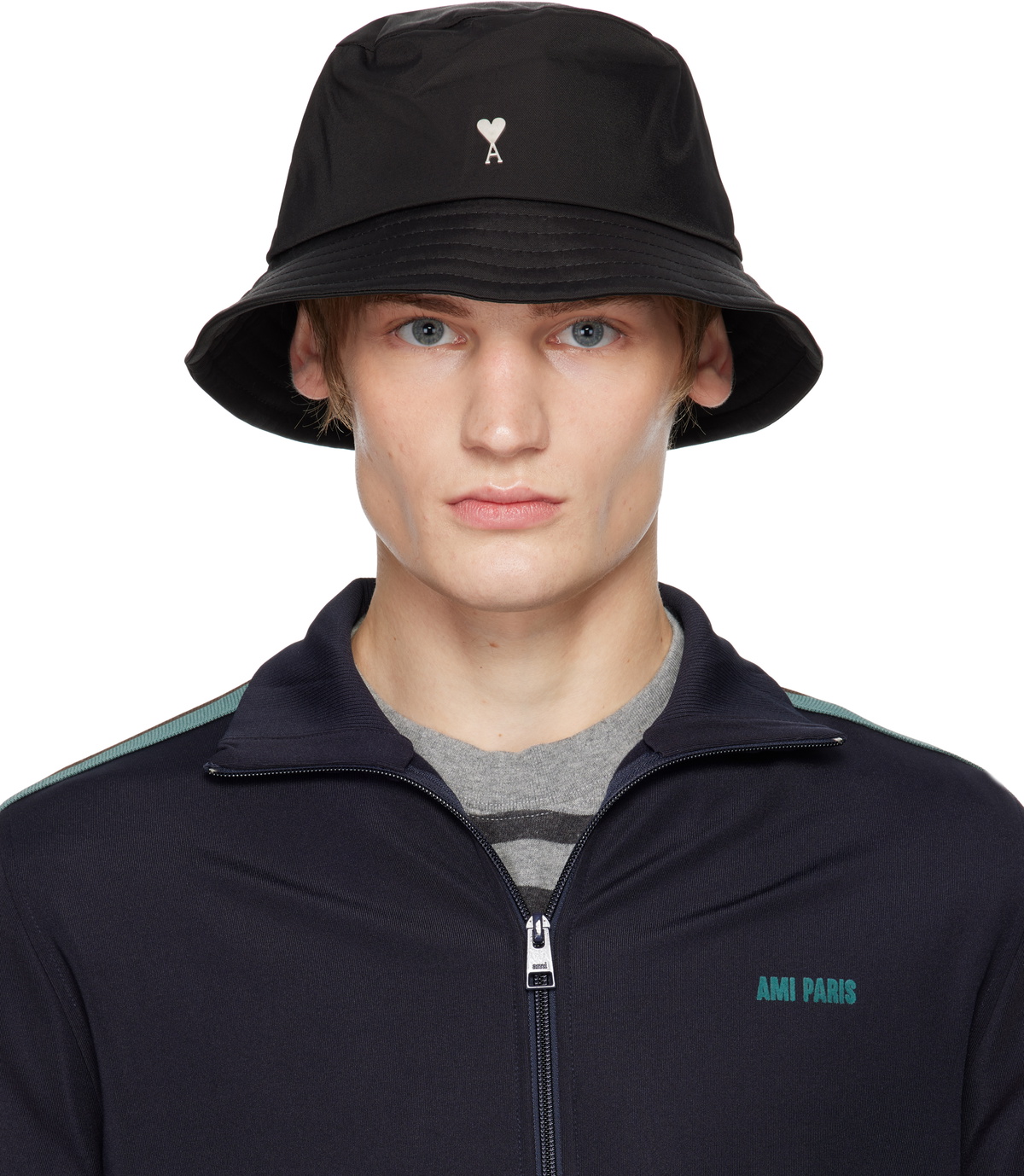 AMI Paris Black Ami de Coeur Stud Bucket Hat AMI