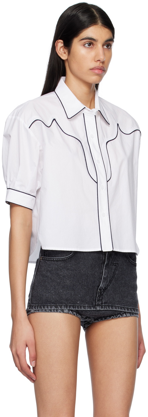 Pushbutton White Western Crop Shirt Pushbutton