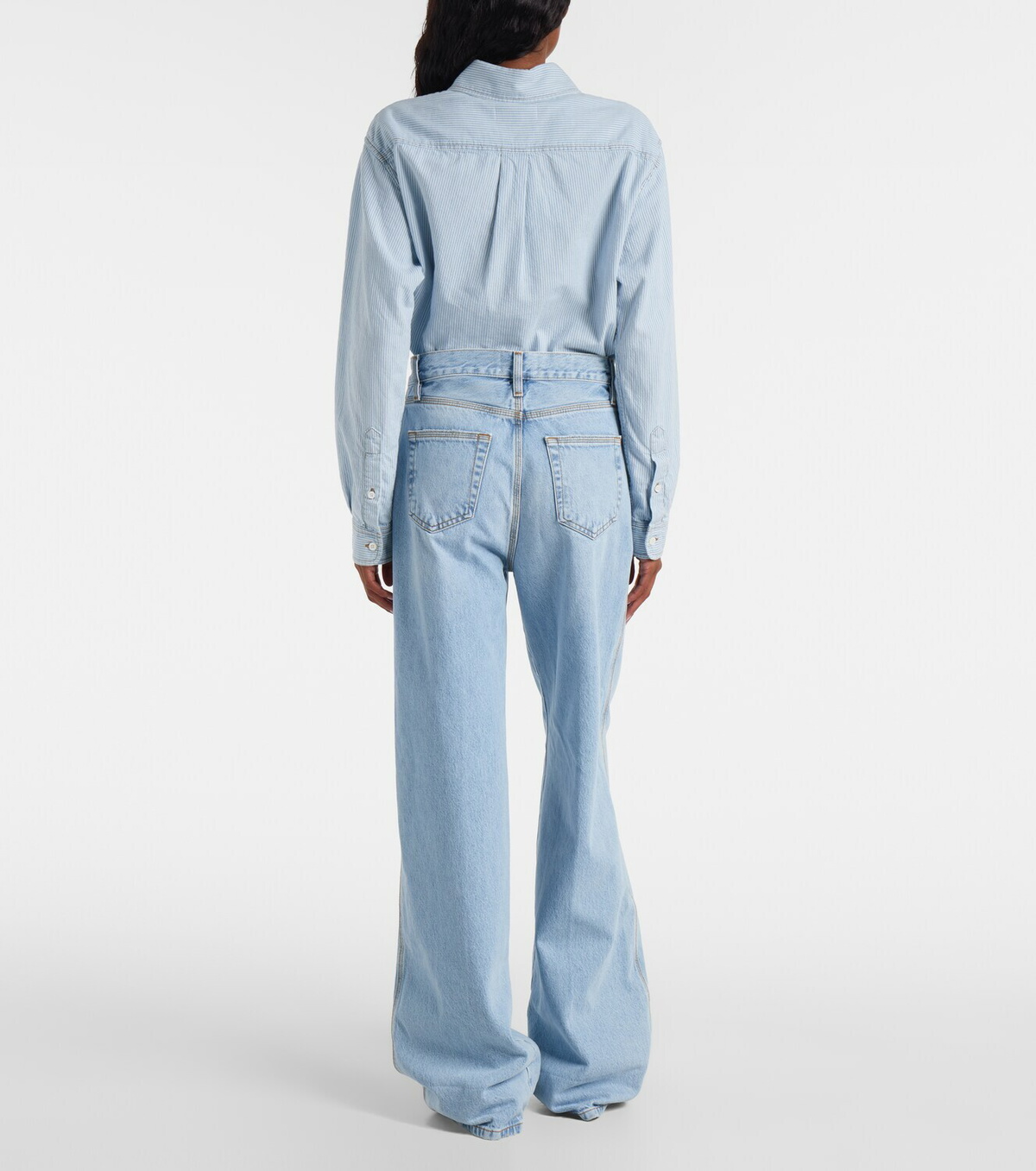 Frame The Cuffed Wide high-rise wide-leg jeans Frame Denim