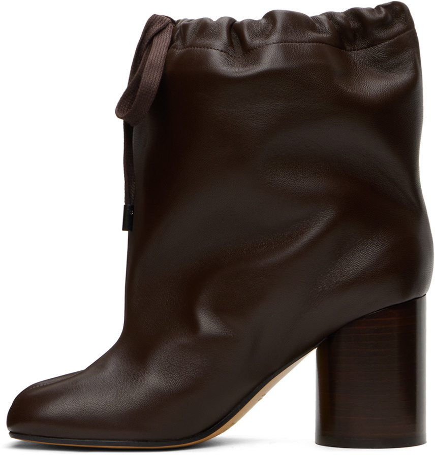 Maison Margiela Brown Tabi Drawstring Ankle Boots Maison Margiela