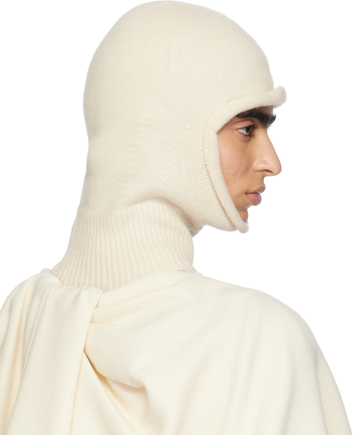 ISSEY MIYAKE Off-White Chunky Wool Balaclava Issey Miyake Men
