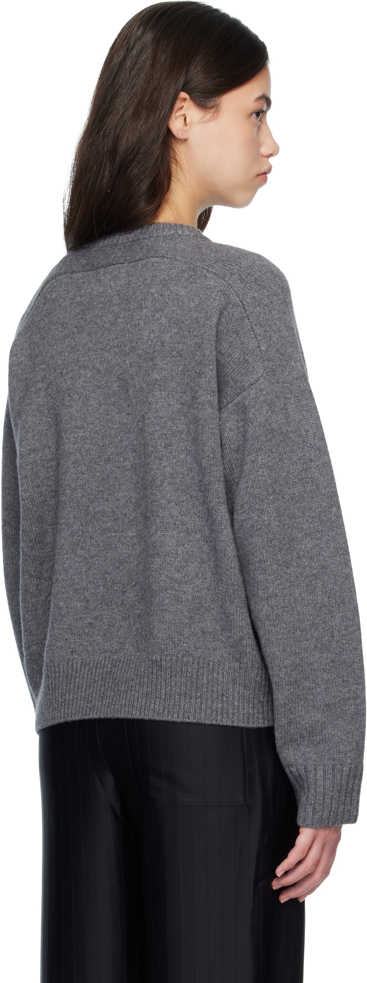 Loulou de Saison Gray AIDAR LDS Wool Cashmere Cardigan Loulou Studio