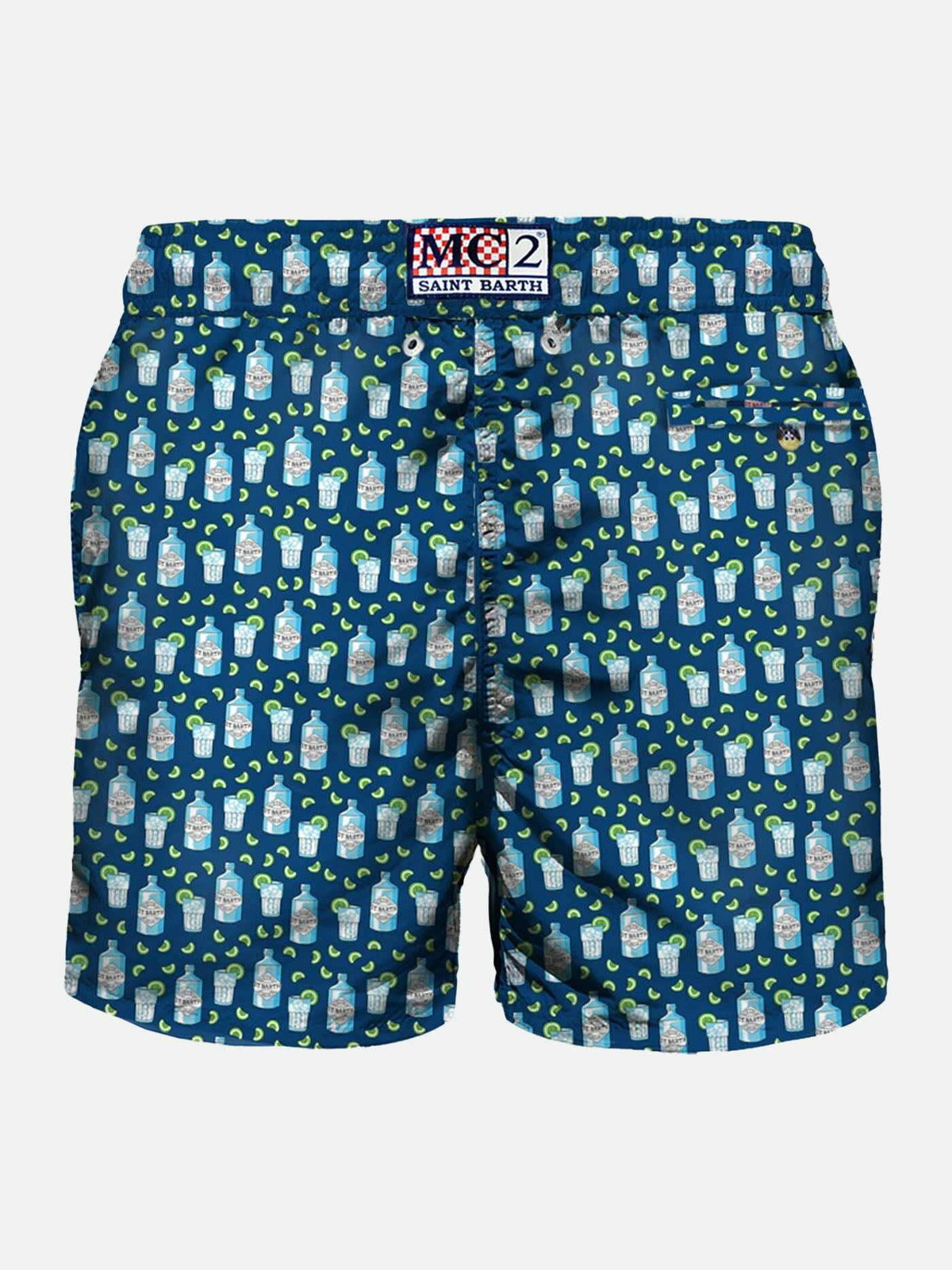 MC2 Saint Barth Man Light Fabric Swim Shorts With Gin Bottle Print MC2 ...