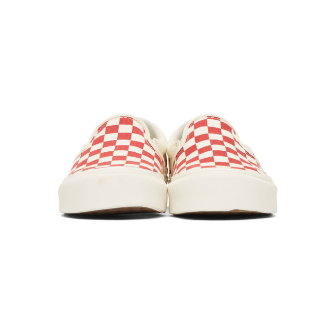 Vans Red and White OG Checkerboard Classic Slip-On Sneakers Vans