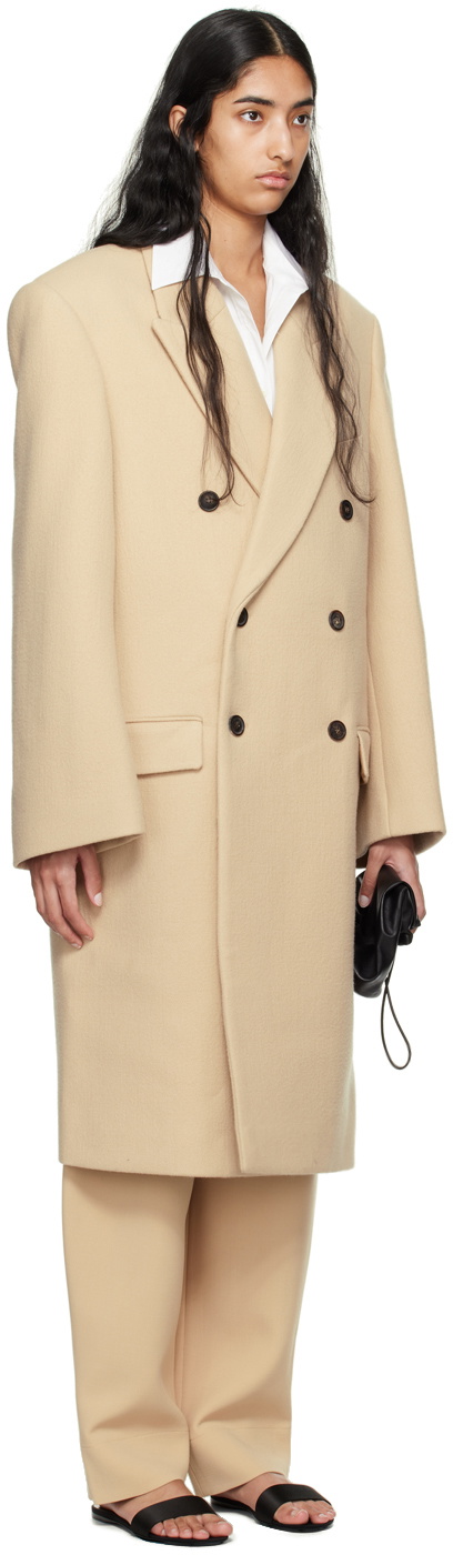 WARDROBE.NYC Beige Hailey Bieber Edition Double-Breasted Coat WARDROBE.NYC
