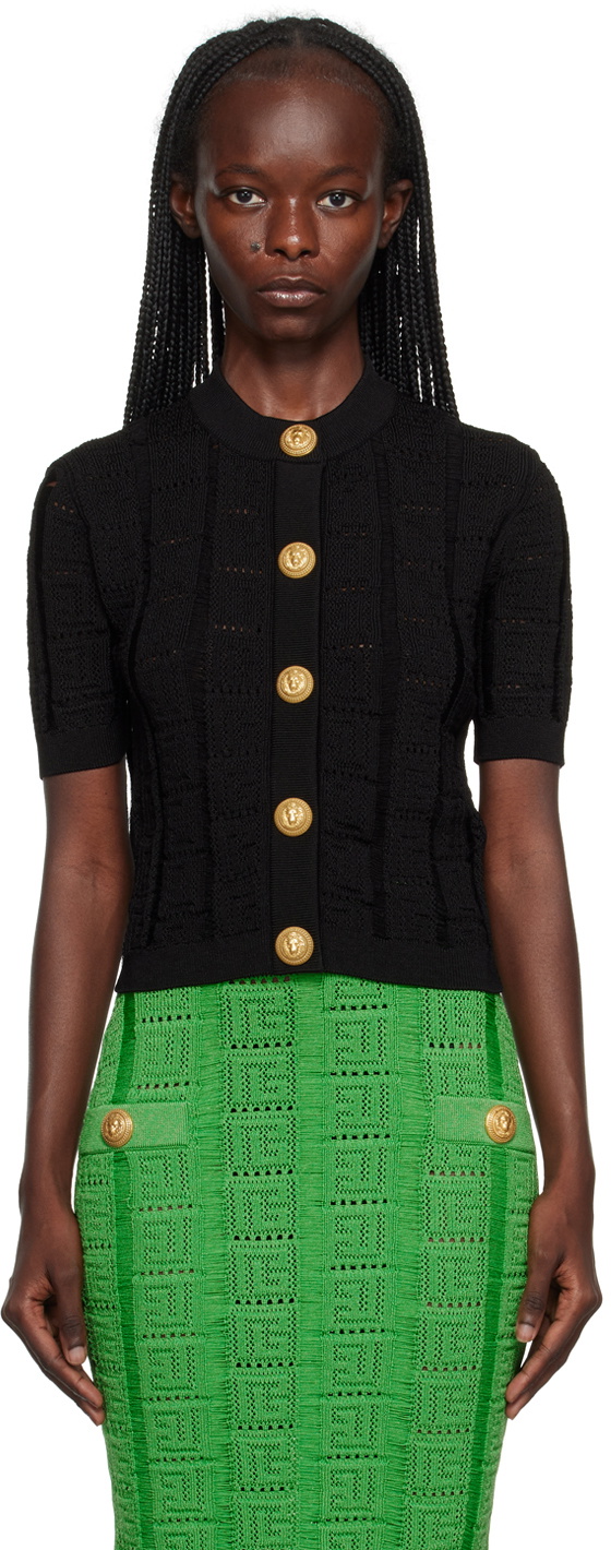 Balmain Black Monogram Cardigan Balmain
