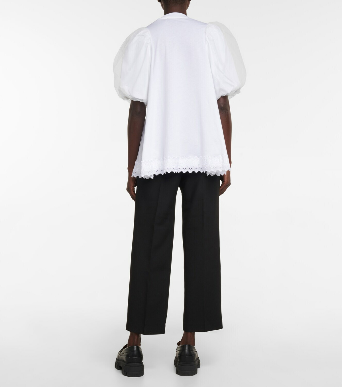 Simone Rocha - Embellished tulle and jersey top Simone Rocha