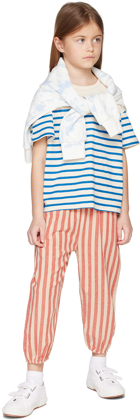 Wander & Wonder Kids Beige & Blue Striped T-Shirt