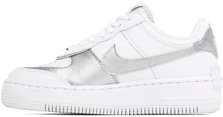 Nike White & Silver Air Force 1 Shadow Sneakers Nike