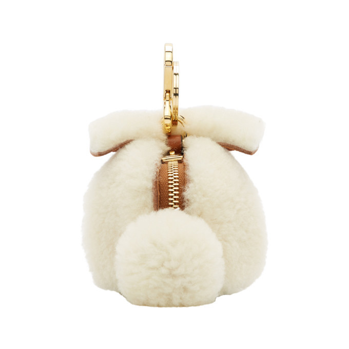 Loewe White Shearling Bunny Charm Keychain Loewe