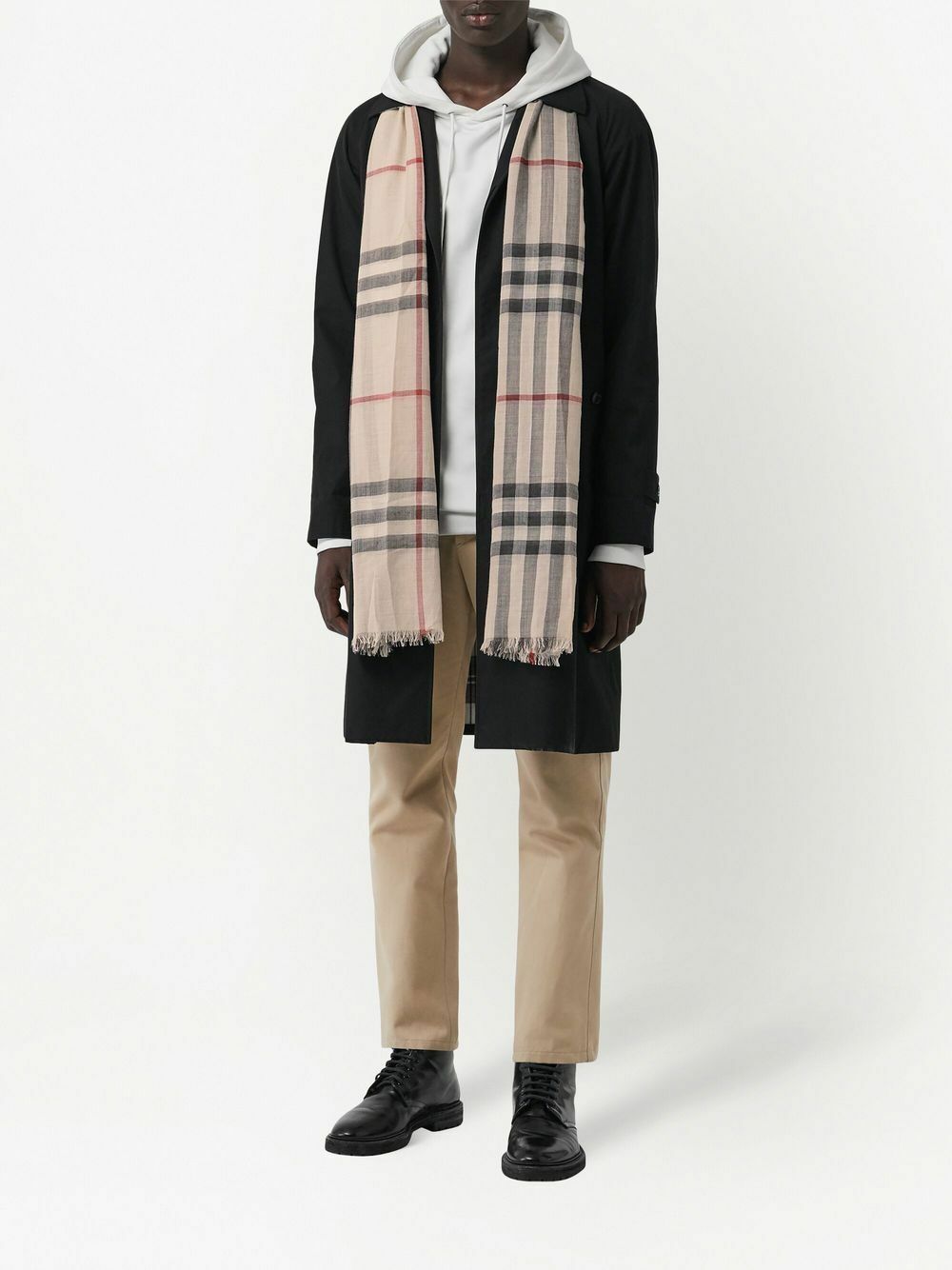 BURBERRY - Giant Check Wool And Silk Blend Scarf Burberry