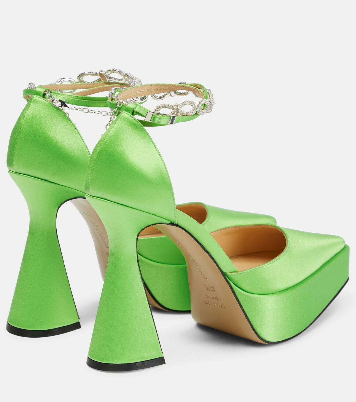 Mach & Mach - Bow Chain embellished satin platform pumps MACH & MACH