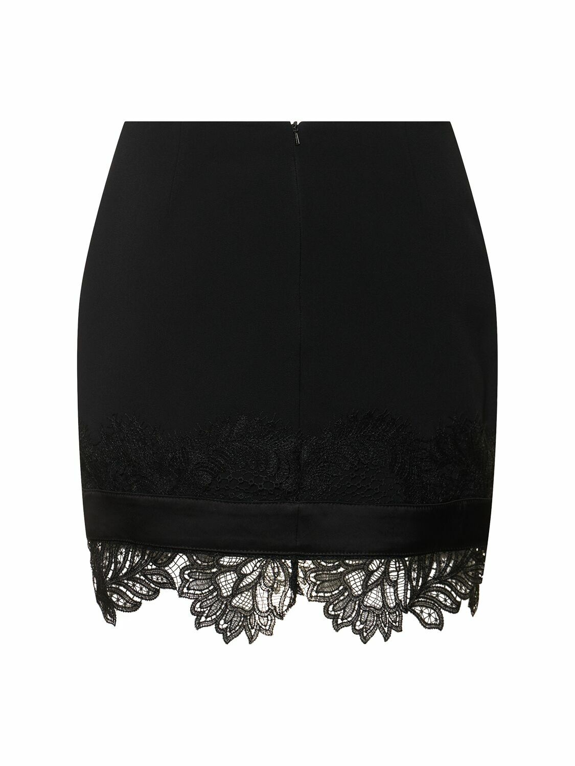 DAVID KOMA Lace Hem Cady & Satin Mini Skirt David Koma