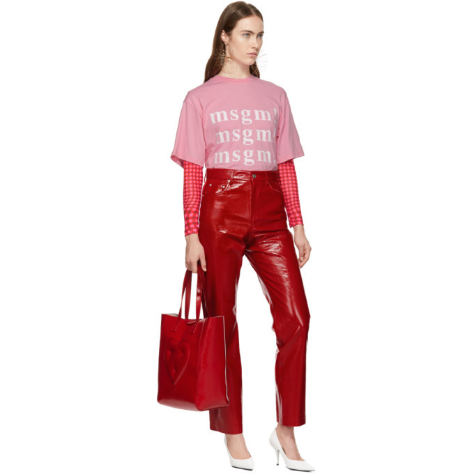 MSGM Red Vinyl Trousers MSGM