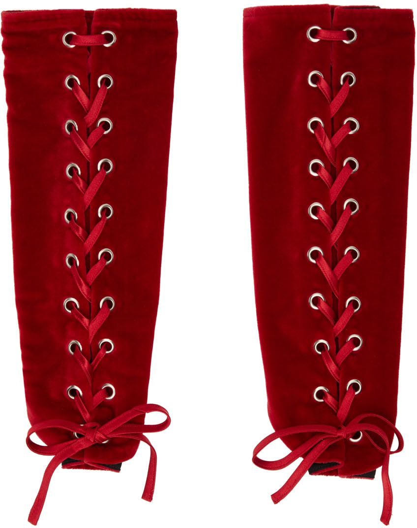 Chopova Lowena Red Velvet Lace-Up Sleeves Chopova Lowena