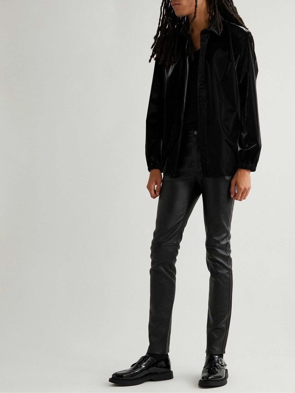 SAINT LAURENT - Slim-Fit Vinyl Shirt - Black Saint Laurent