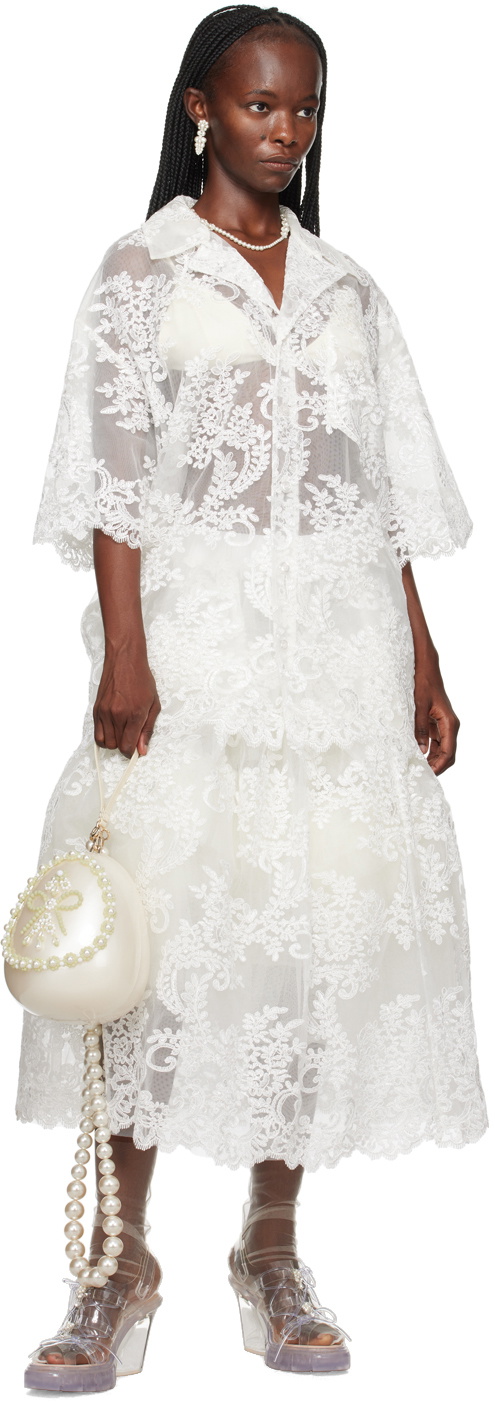 Simone Rocha White Floral Shirt Simone Rocha