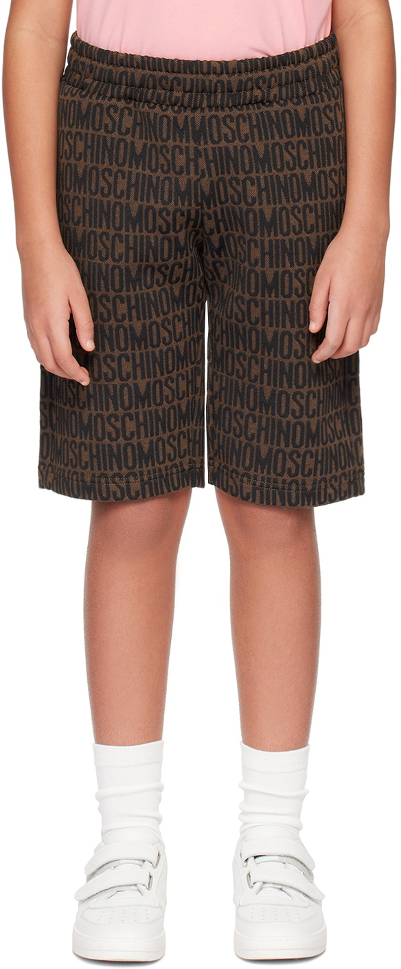 Moschino Kids Brown Jacquard Shorts Moschino