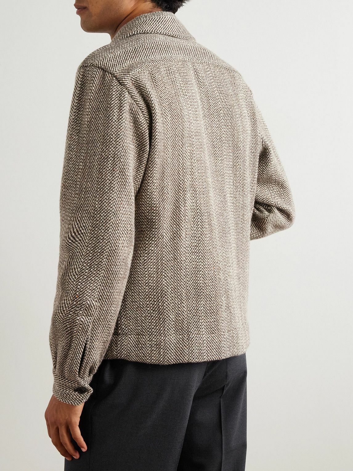 De Petrillo - Herringbone Wool-Blend Jacket - Brown De Petrillo