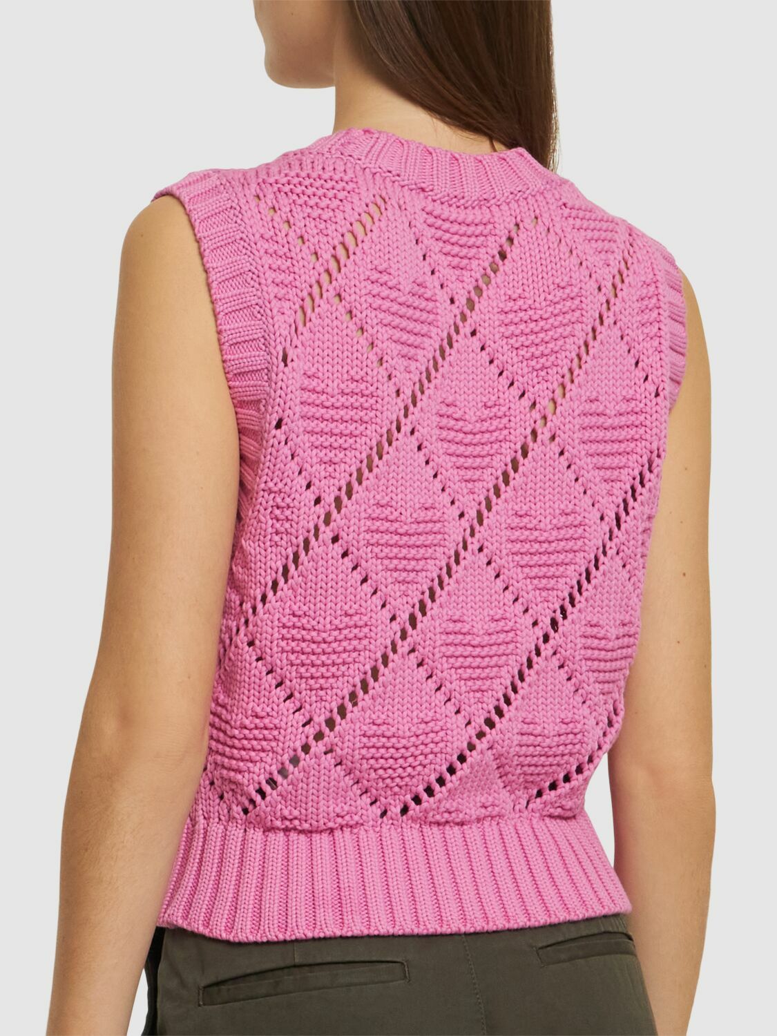 GANNI Cotton Blend Crop Knit Vest GANNI