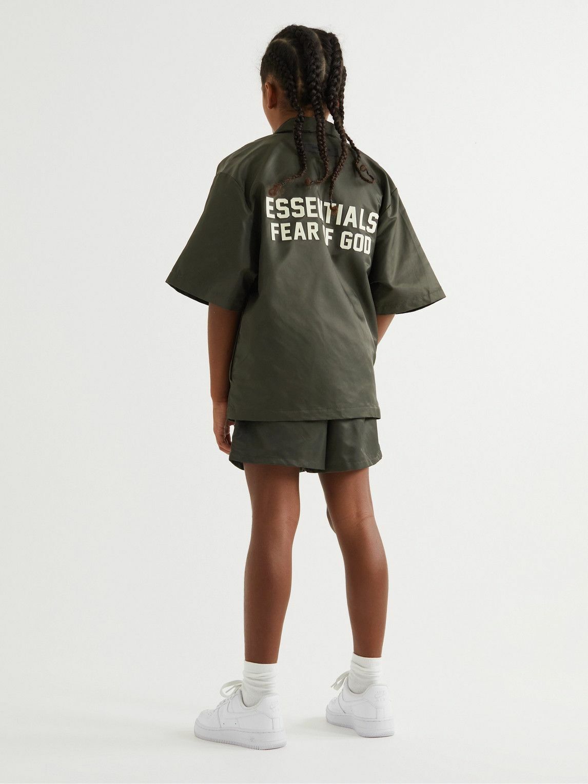 Fear of God Essentials Kids - Appliquéd Shell Shorts - Black Fear Of God