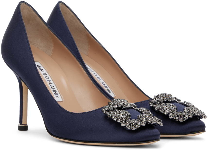 Manolo Blahnik Navy Hangisi 90 Heels Manolo Blahnik