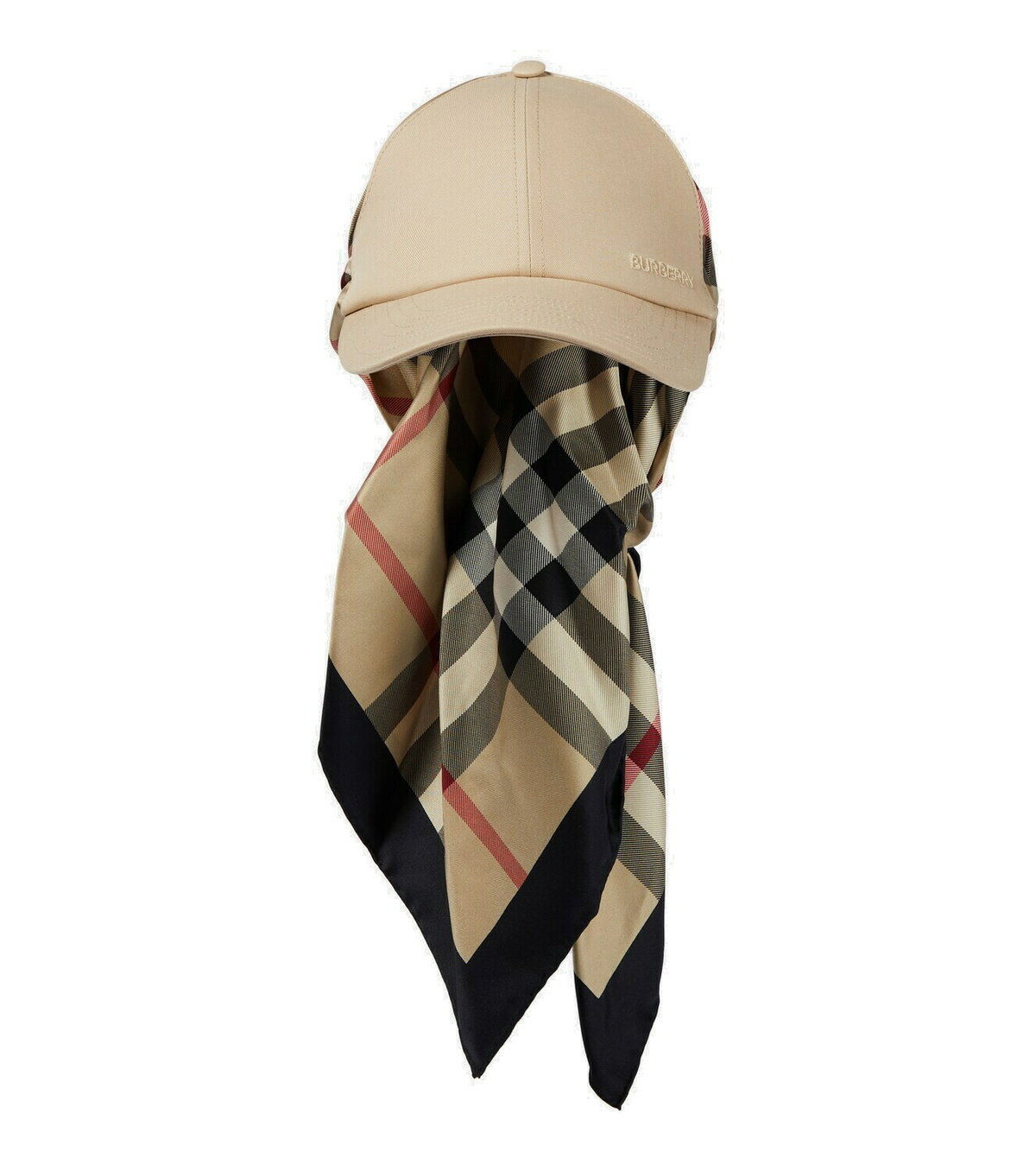 Burberry - Scarf-detail cotton and silk baseball cap Burberry