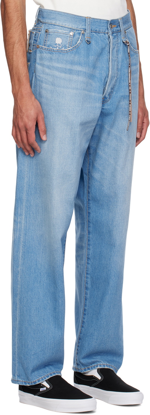 MASTERMIND WORLD Blue Embroidered Jeans MASTERMIND WORLD