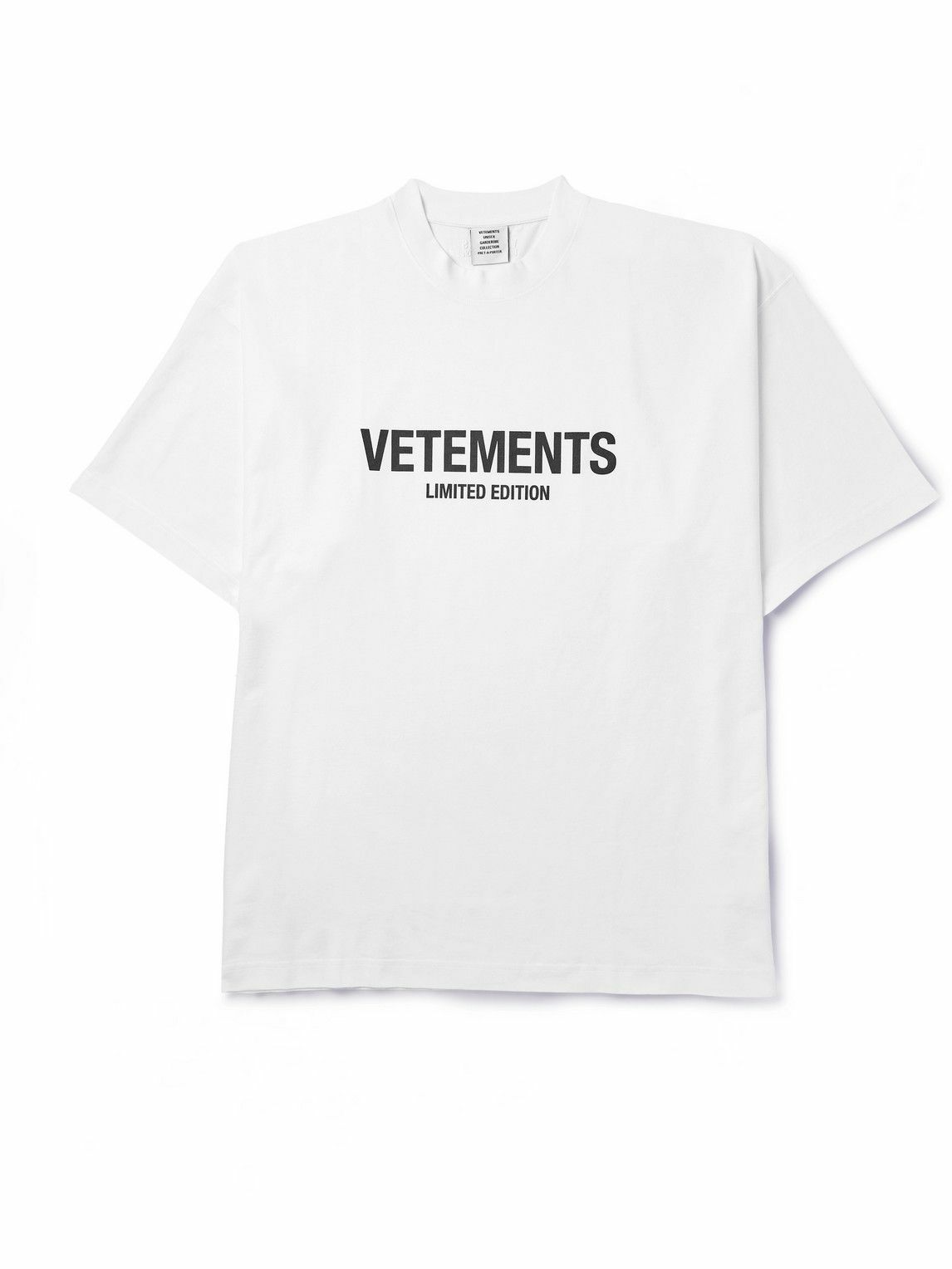 VETEMENTS - Oversized Logo-Print Cotton-Jersey T-Shirt - White Vetements