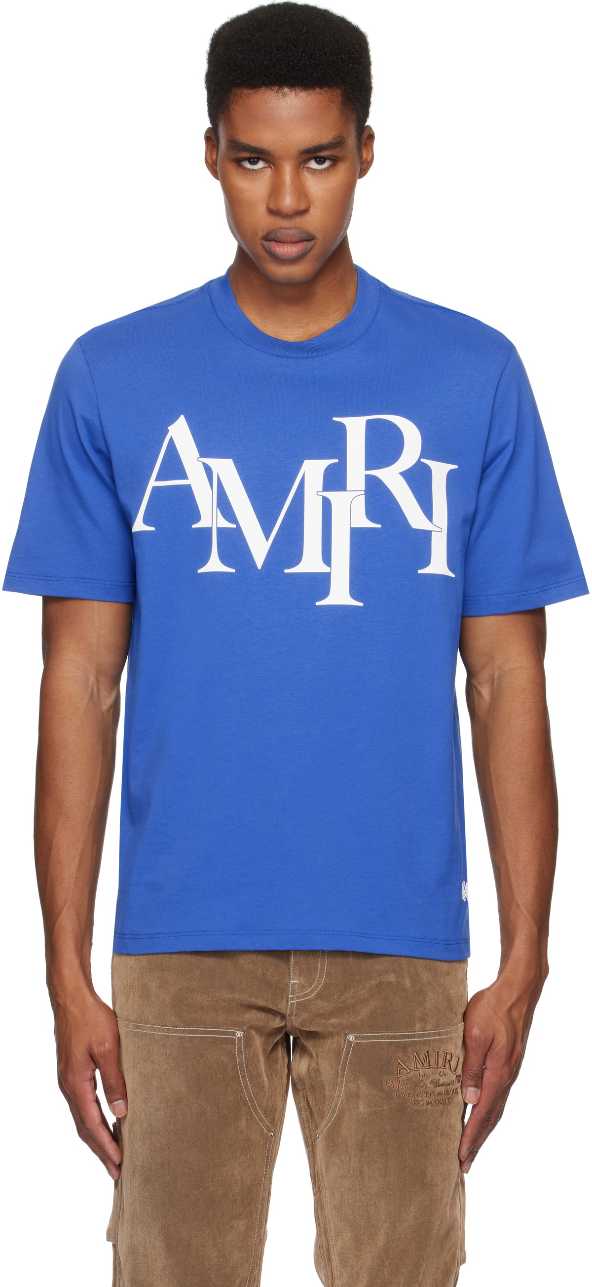 AMIRI Blue 'AMIRI' Staggered Logo T-shirt Amiri