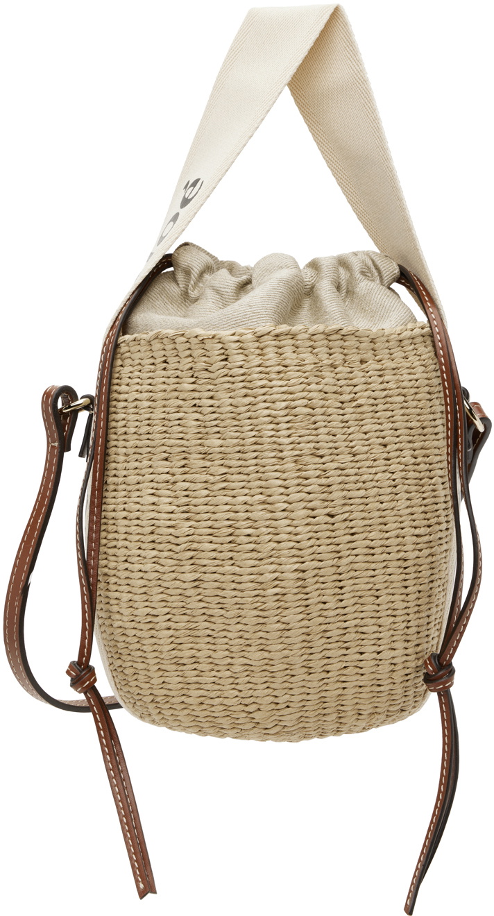 Chloé Beige & Off-White Small Woody Basket Bag Chloe
