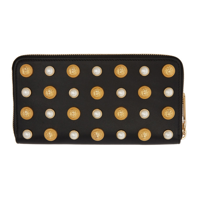 Balmain Black Pearl Love Lion Continental Wallet Balmain