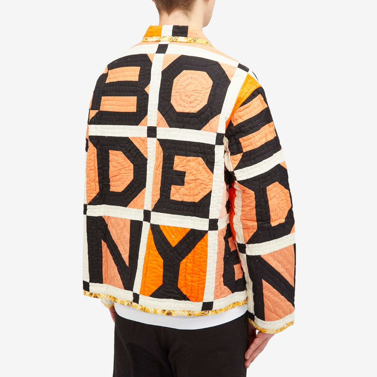 Bode Men's Letter Block Quilted Jacket in Orange Bode