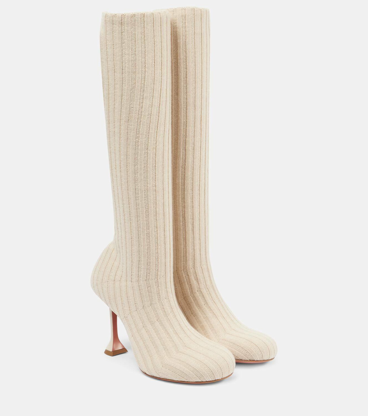 Amina Muaddi Veneda 95 stretch ribbed-knit knee boots Amina Muaddi