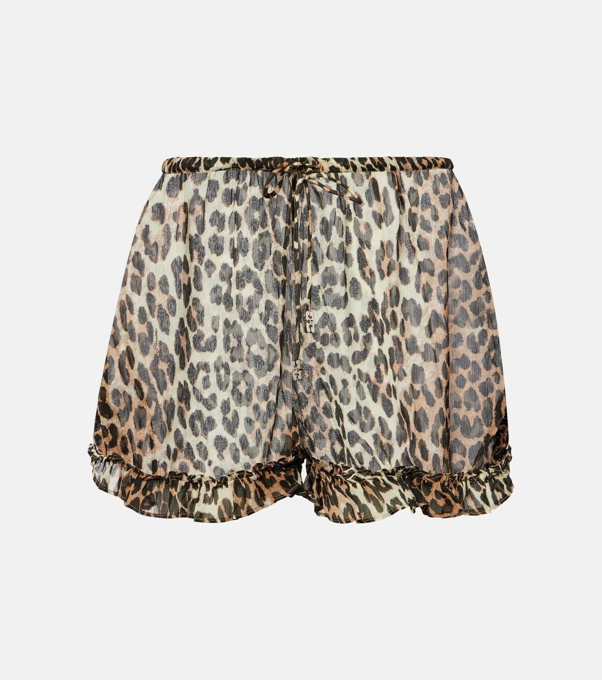 Ganni Leopard-print ruffled chiffon shorts GANNI