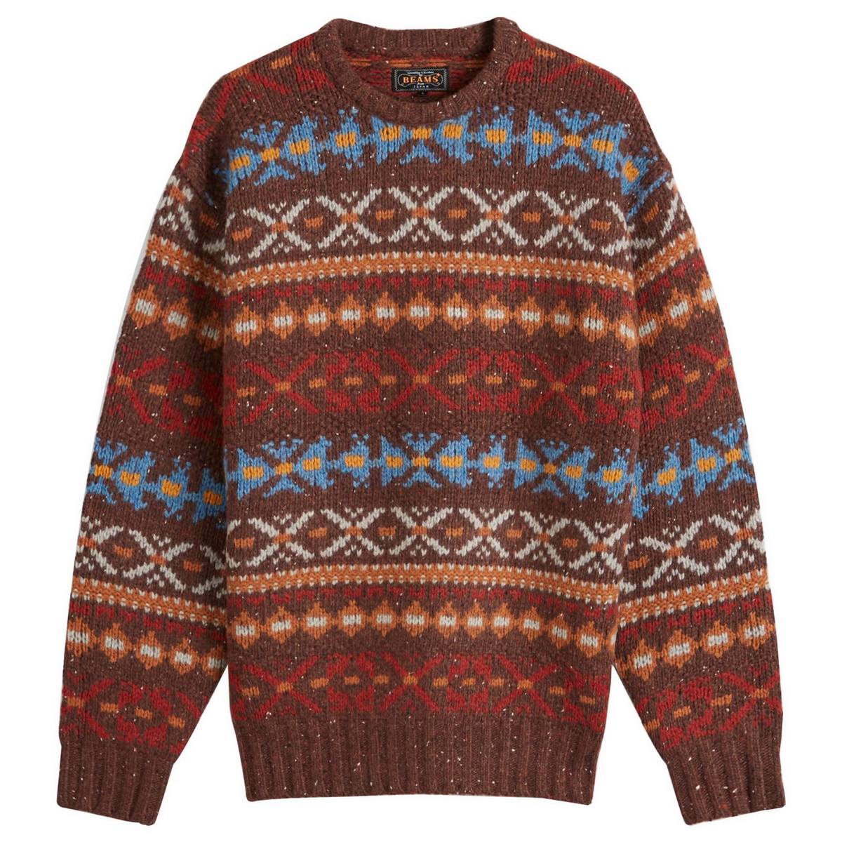 Beams Plus Men's Fair Isle Jumper in Brown Beams Plus