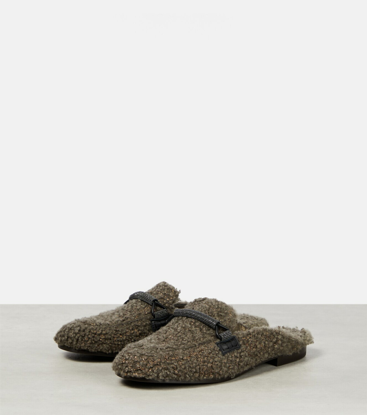 Brunello Cucinelli Embellished shearling slippers Brunello Cucinelli