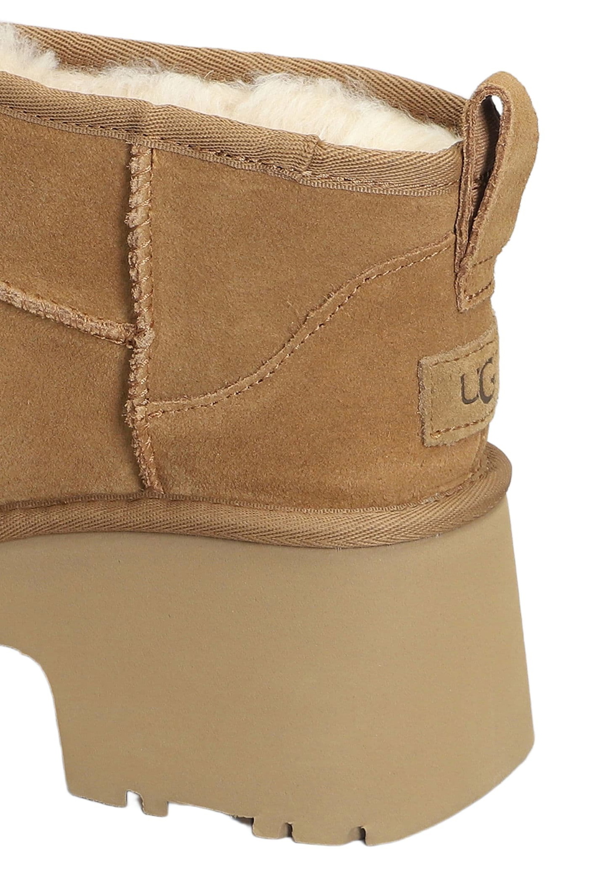 UGG Classic Ultra Mini High Heels Ankle Boots In Leather Color Suede Ugg