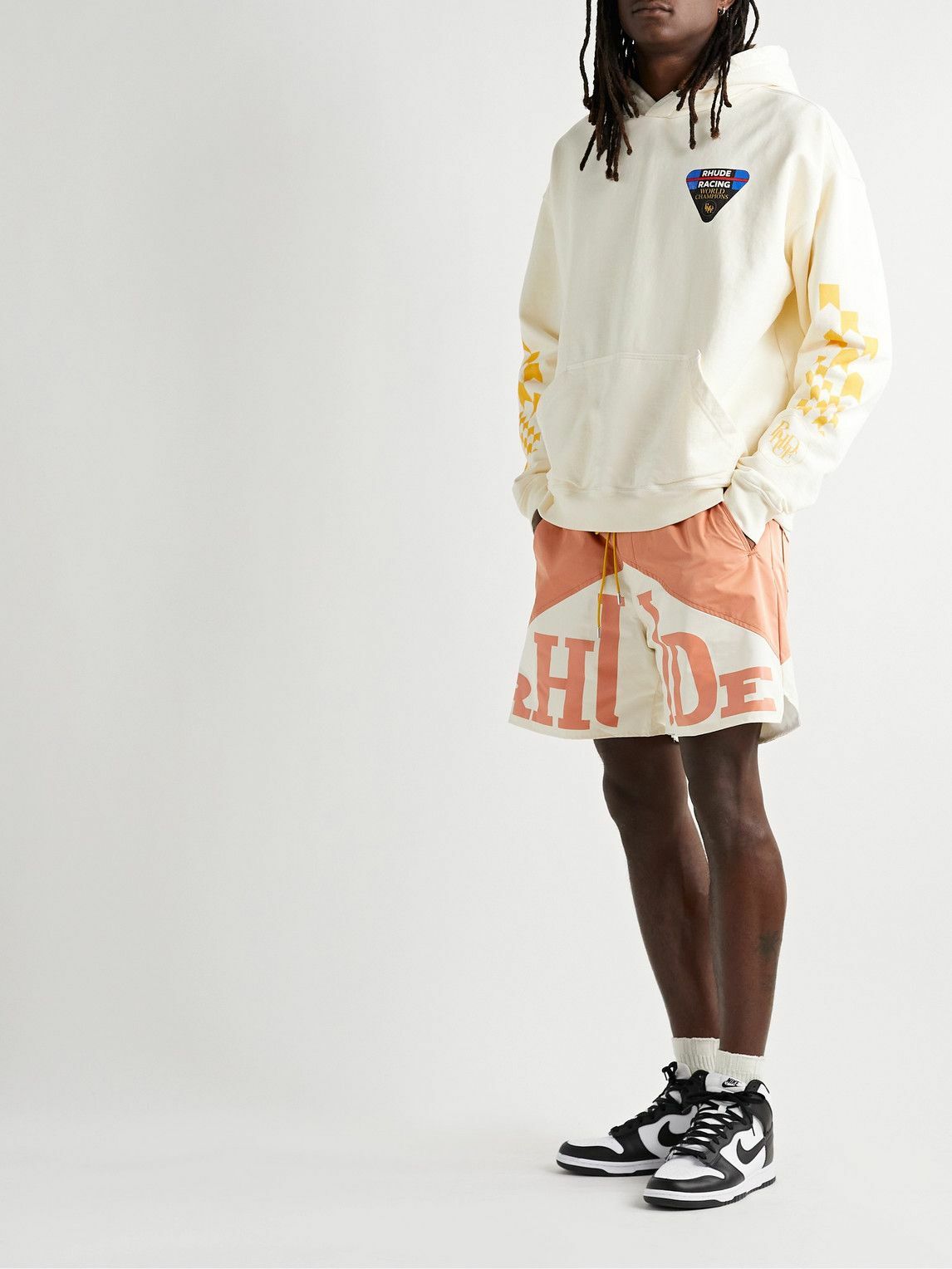 Rhude - Straight-Leg Logo-Print Shell Drawstring Shorts - Orange Rhude