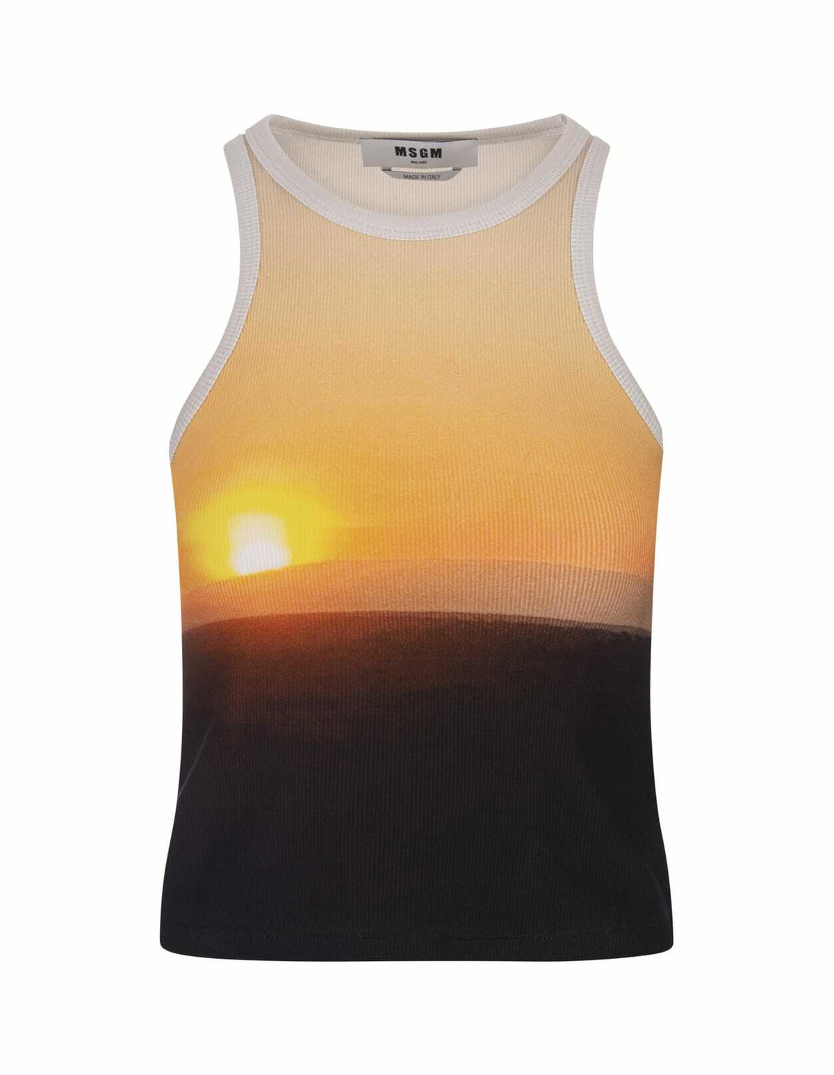 MSGM Ribbed Sleeveless Top With Print MSGM