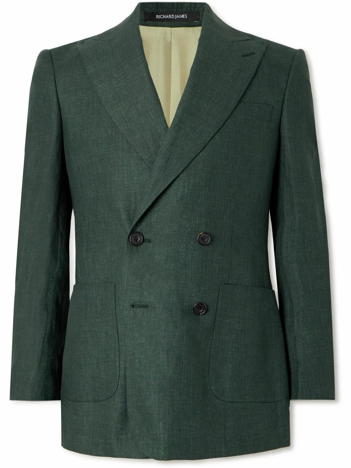 Richard James - Double-Breasted Linen Suit Jacket - Green Richard James