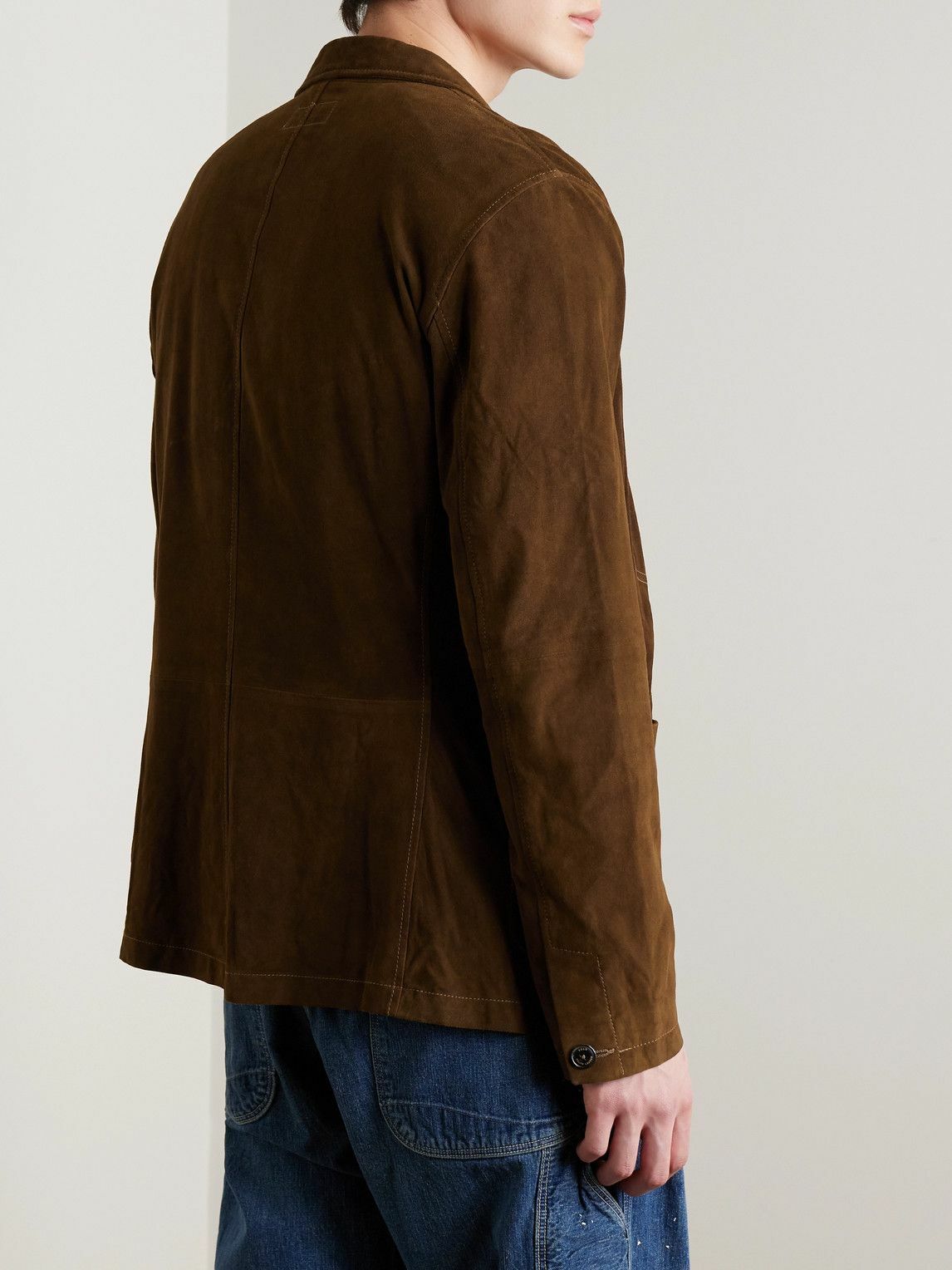 Polo Ralph Lauren - Topstitched Suede Blazer - Brown Polo Ralph Lauren