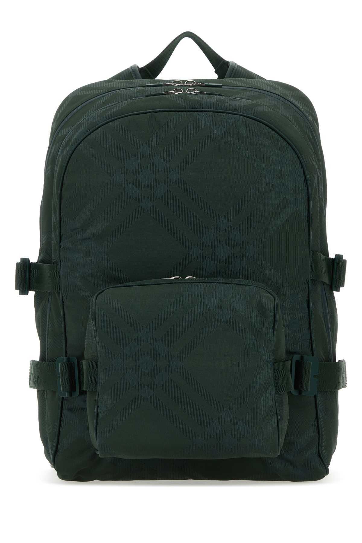 Burberry Bottle Green Nylon Blend Check Backpack Burberry