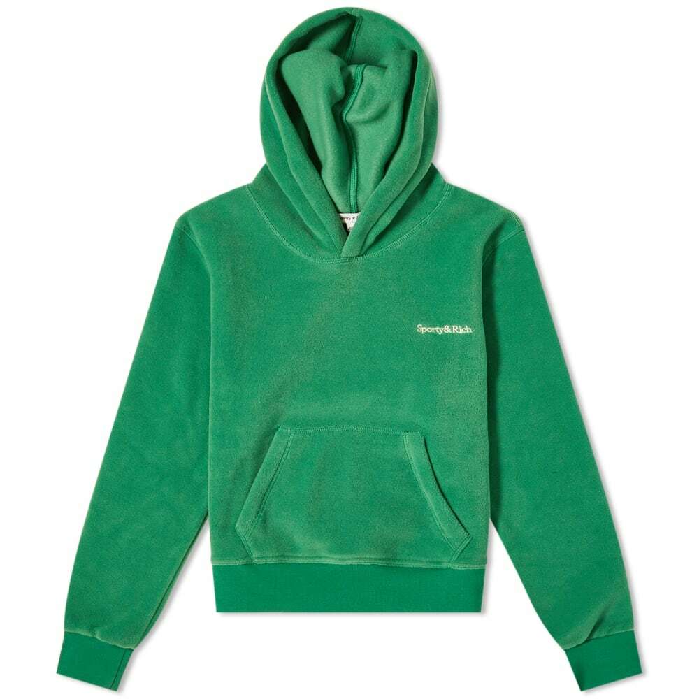 Sporty & Rich Women's Serif Logo Polar Hoody in Kelly/White Sporty & Rich