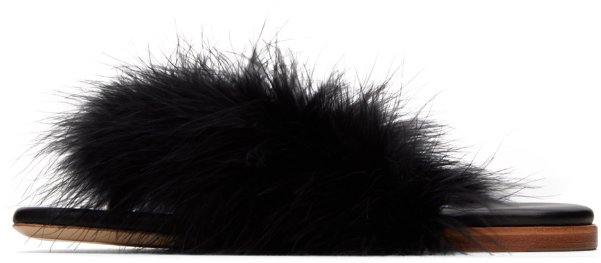 Sleeper Black Pom Flat Sandals Sleeper