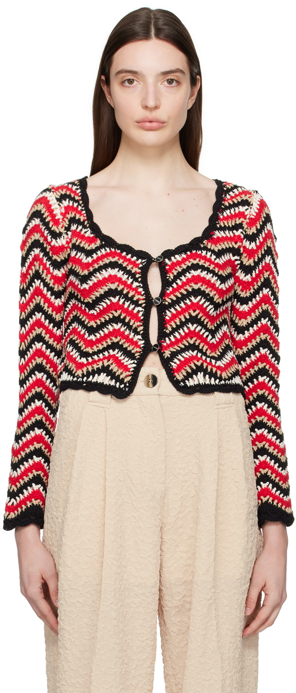 GANNI Red Chevron Cardigan GANNI