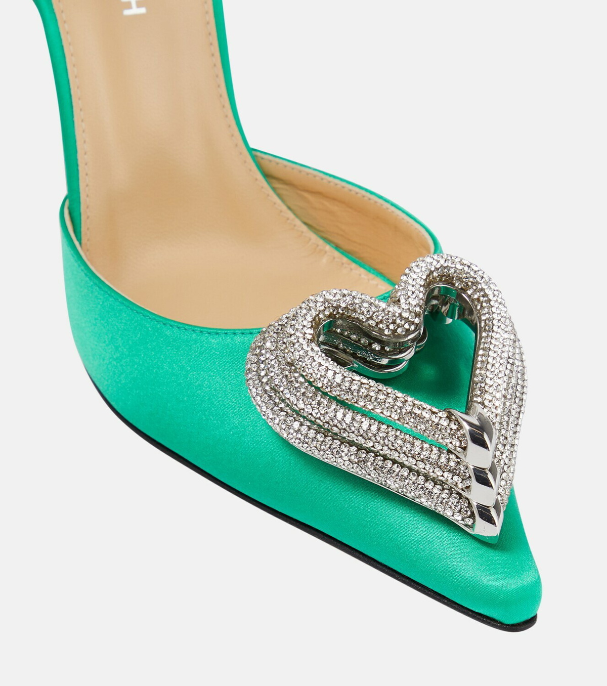 Mach & Mach Triple Heart embellished satin pumps MACH & MACH