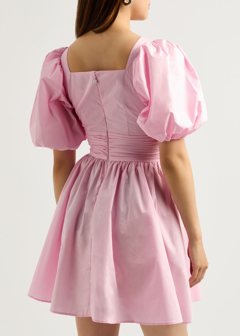 Rotate Sunday Puff-sleeve Cotton-poplin Mini Dress Light Pink ROTATE ...