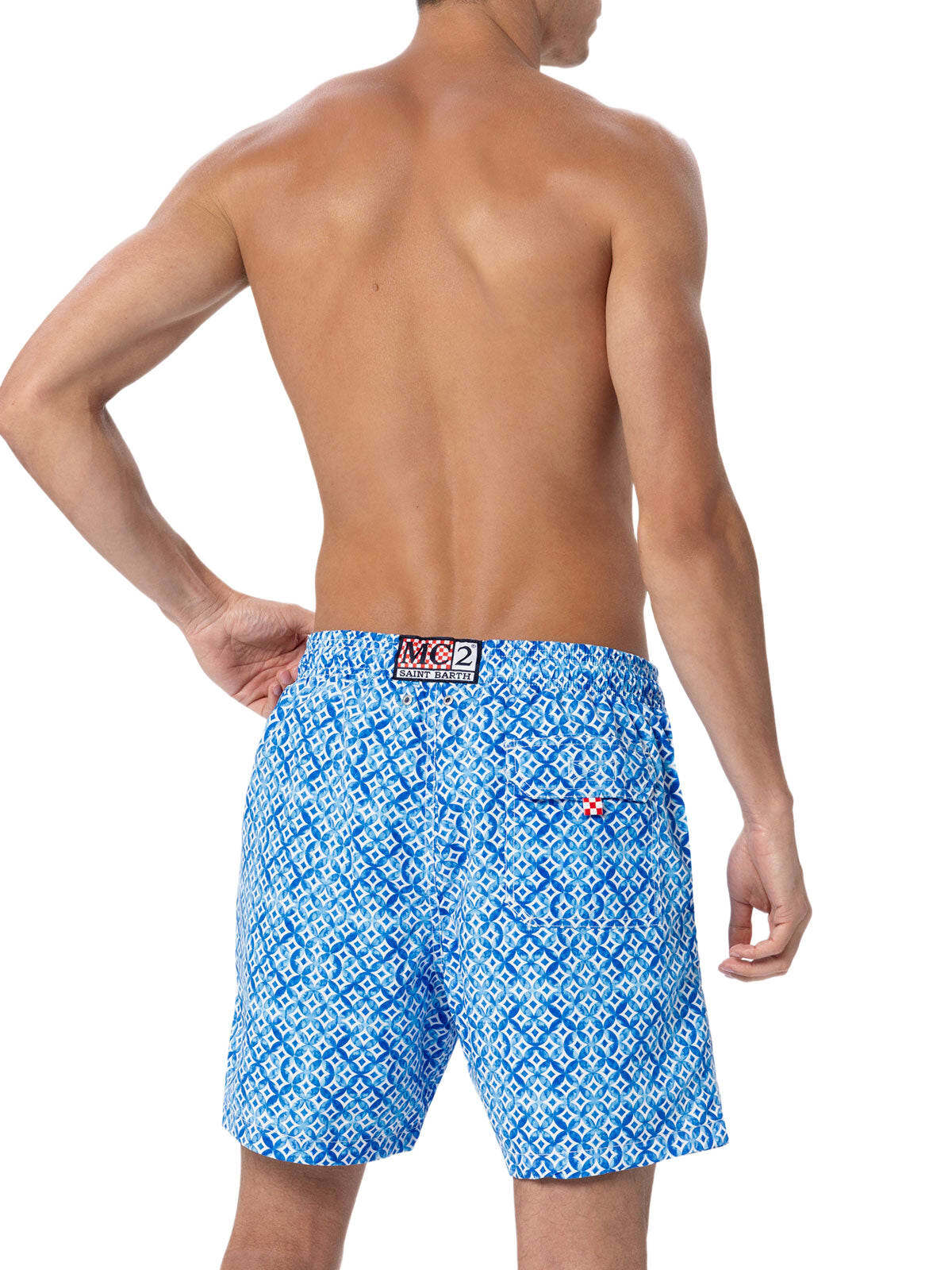 MC2 Saint Barth Man Mid-length Gustavia Swim-shorts With Geometric ...
