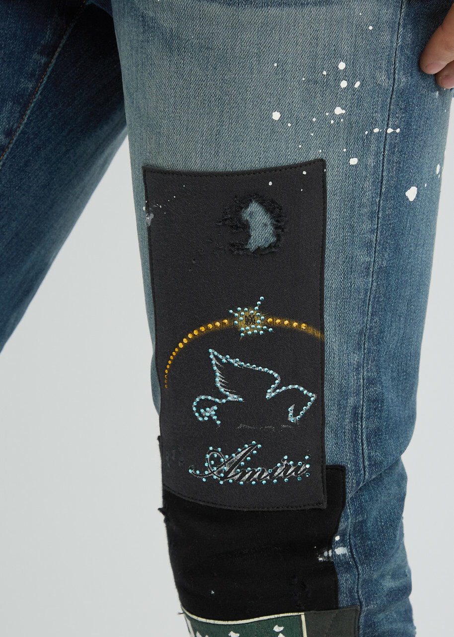 Amiri Lounge Patch-appliqué Skinny Jeans Indigo Amiri